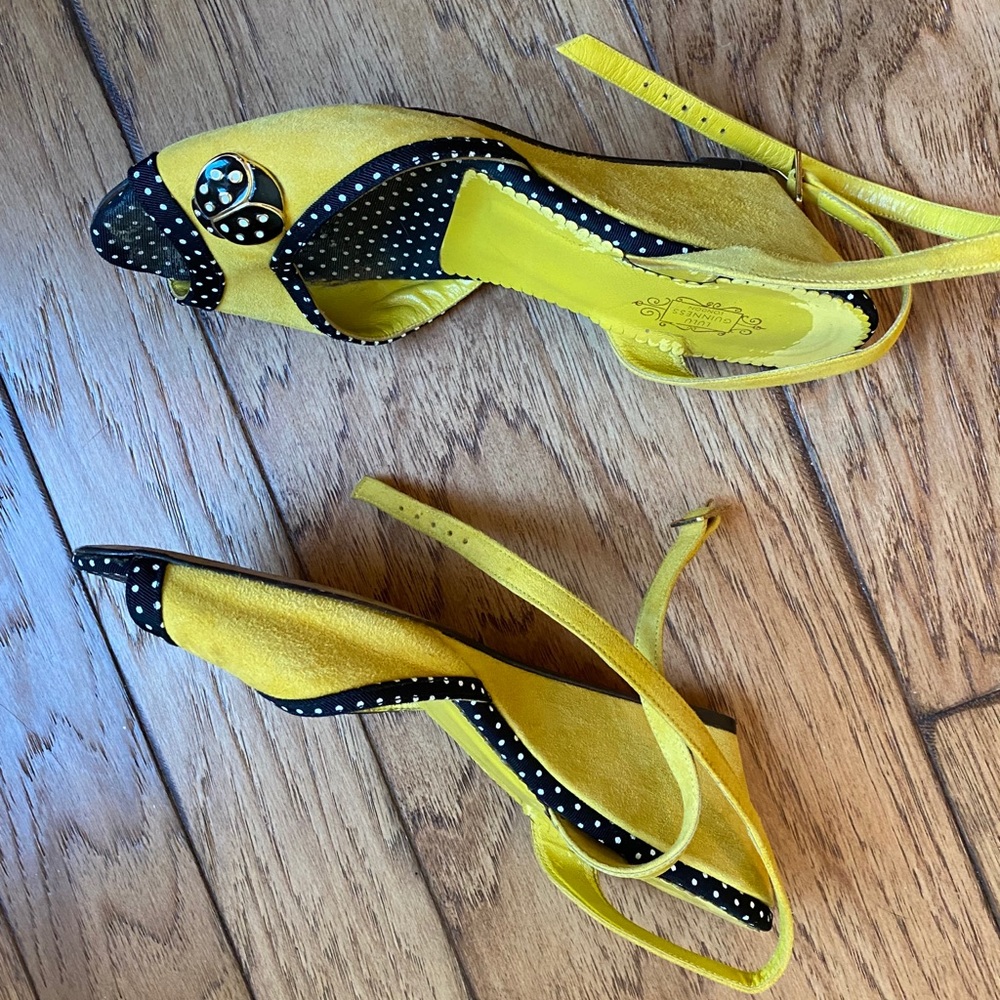 Lulu Guinness Black And Yellow Polka-Dot Wedges - Gem